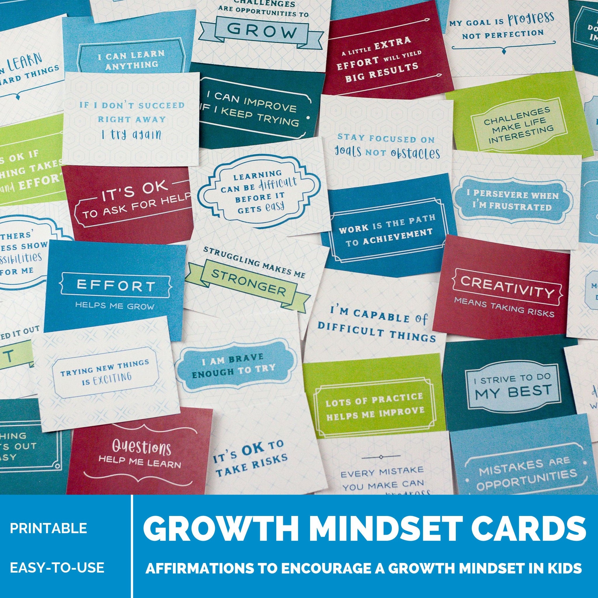 Growth Mindset Affirmation Cards for Kids – Printable - Etsy