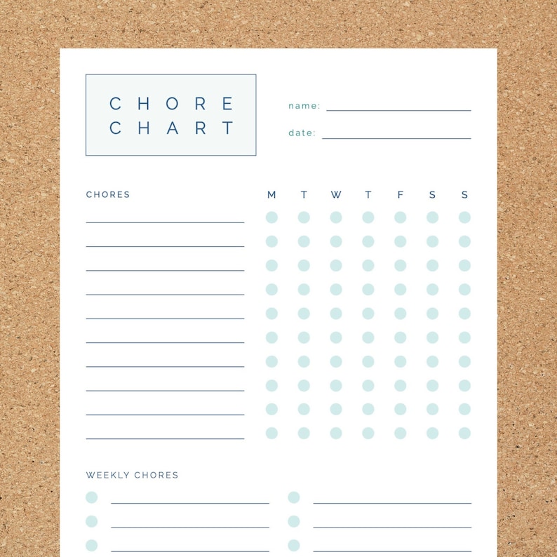 Minimalist Kids Chore Chart: Daily & Weekly Tasks (PDF) - Etsy