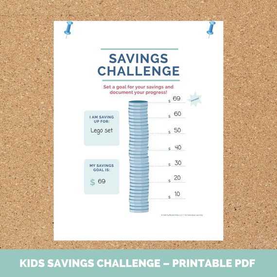Kids Savings Tracker Kids Savings Goal Chart Teach Kids to - Etsy