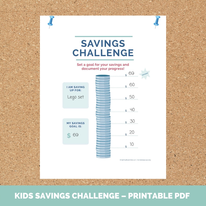 Kids Savings Tracker, Kids Savings Goal Chart, Teach Kids to Save Money ...