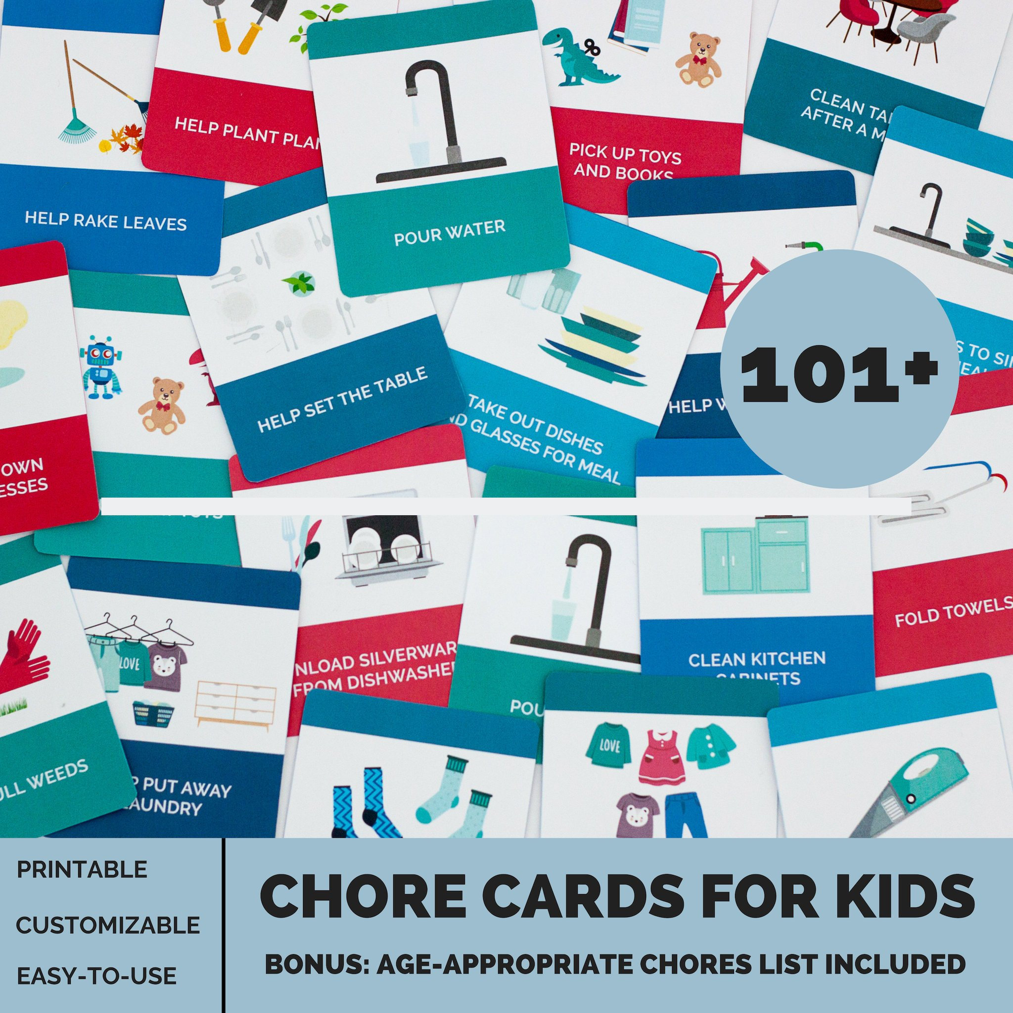 101+ Chore Cards for Kids Printable for All Ages + Bonus Age ...