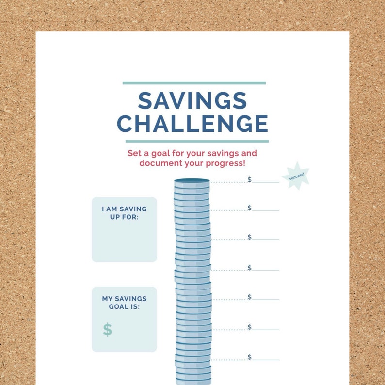 Kids Savings Tracker, Kids Savings Goal Chart, Teach Kids to Save Money ...