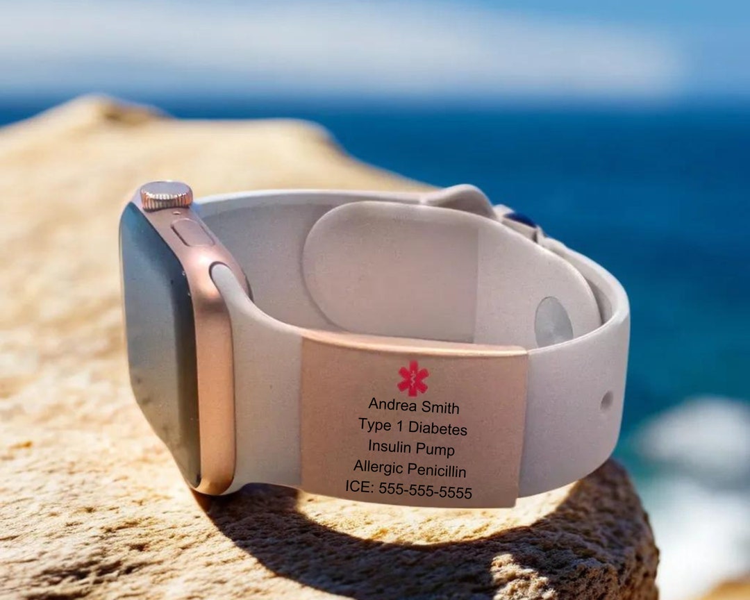 Apple Watch Medical Alert Tag - Rose Gold, Stainless Steel, Laser ...