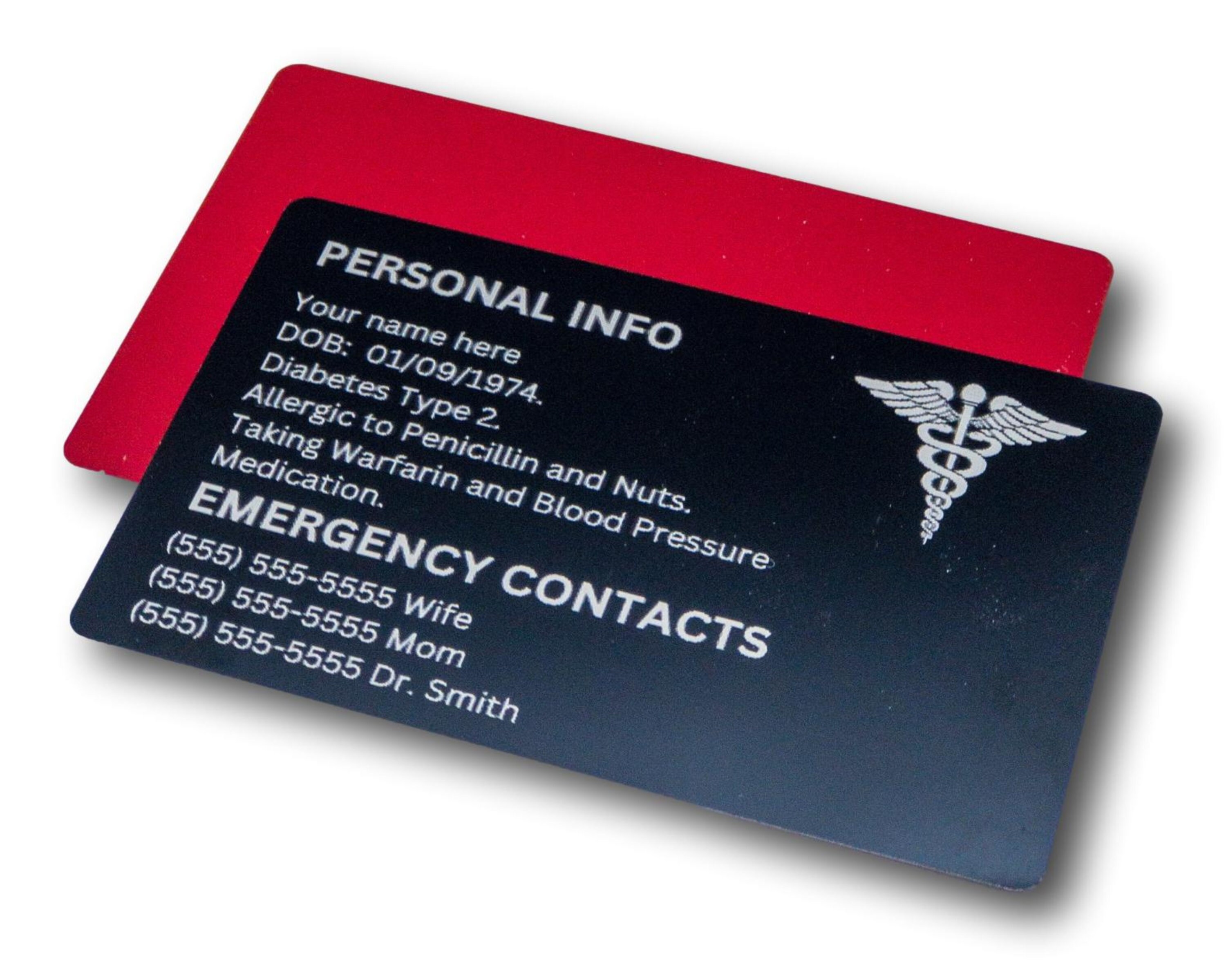 Medical Alert Wallet Card Aluminum Engraved Emergency Contact - Etsy Canada