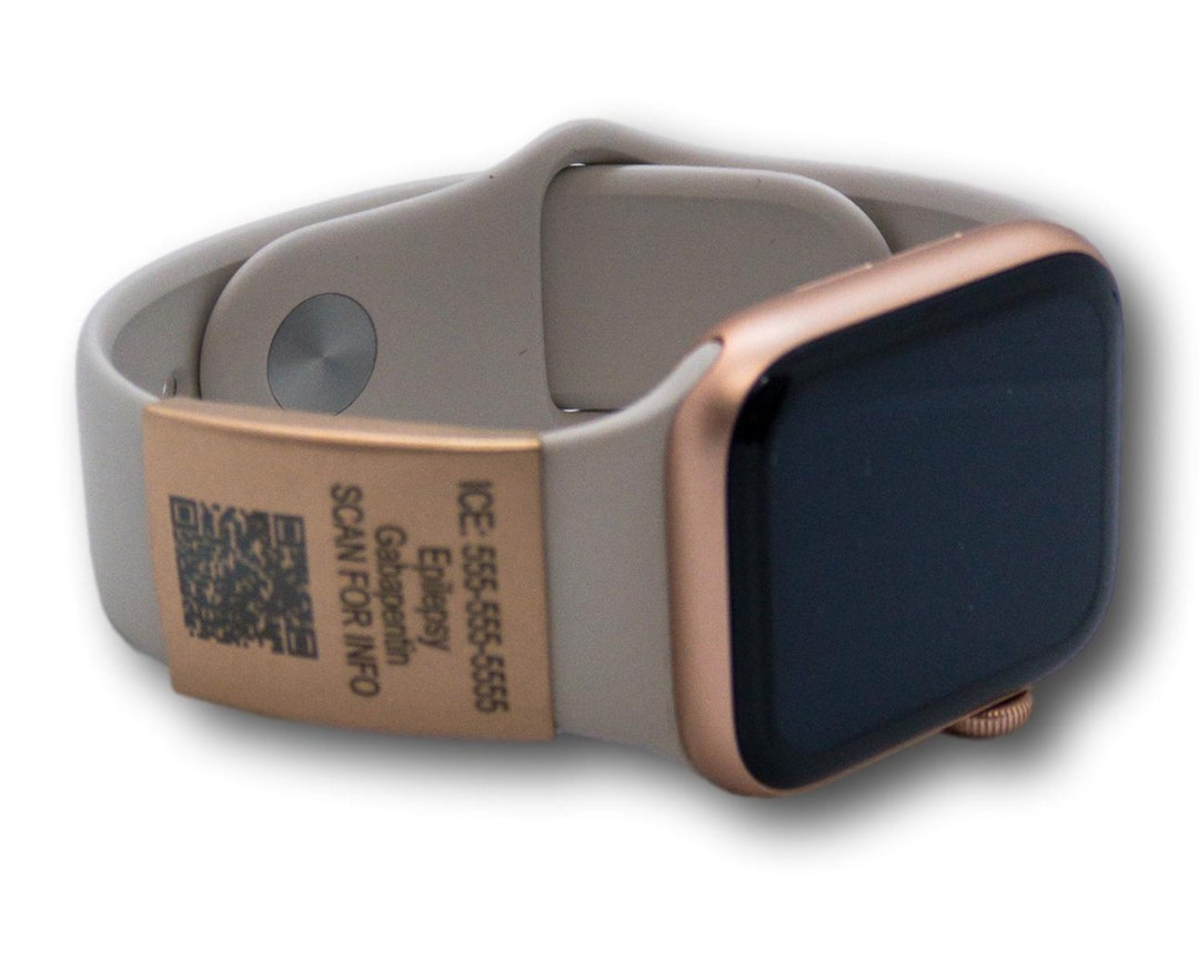QR Code Medical Alert Tag for Apple Watch Band, Rose Gold Stainless ...