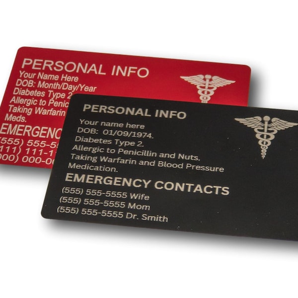 Medical Id Card for Wallet - Etsy