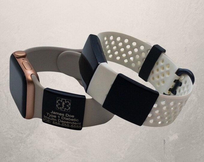 Engraved Medical Alert Smart Watch Band Tag | Personalized Medical ID ...