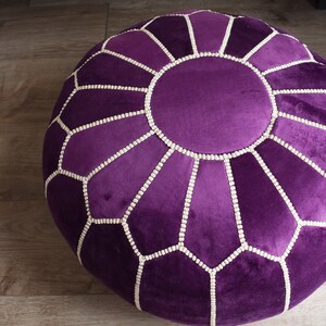 Velvet Pouf Round Purple Floor Cushion Velvet Ottoman Scandinavian ...