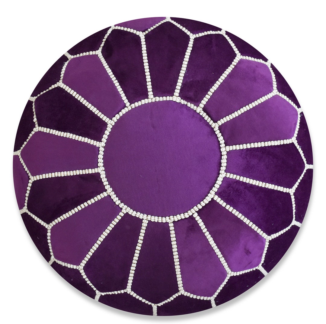 Velvet Pouf Round Purple Floor Cushion Velvet Ottoman Scandinavian ...