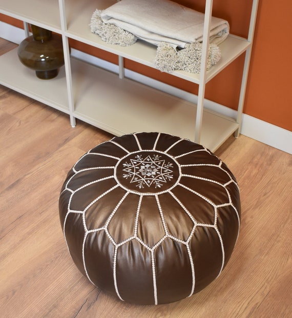 Faux leather pouffe store