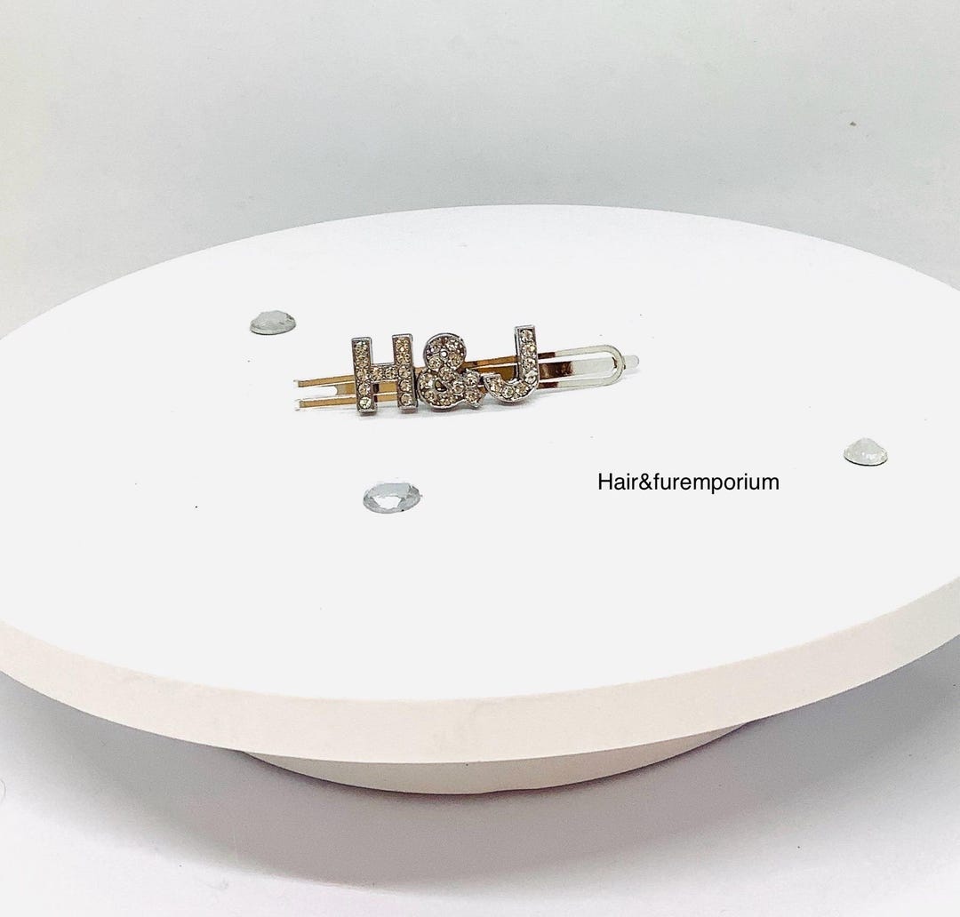 Initial Bride Hair Clip A-Z Letter Hair Clip Bridal Silver Hair Clip ...