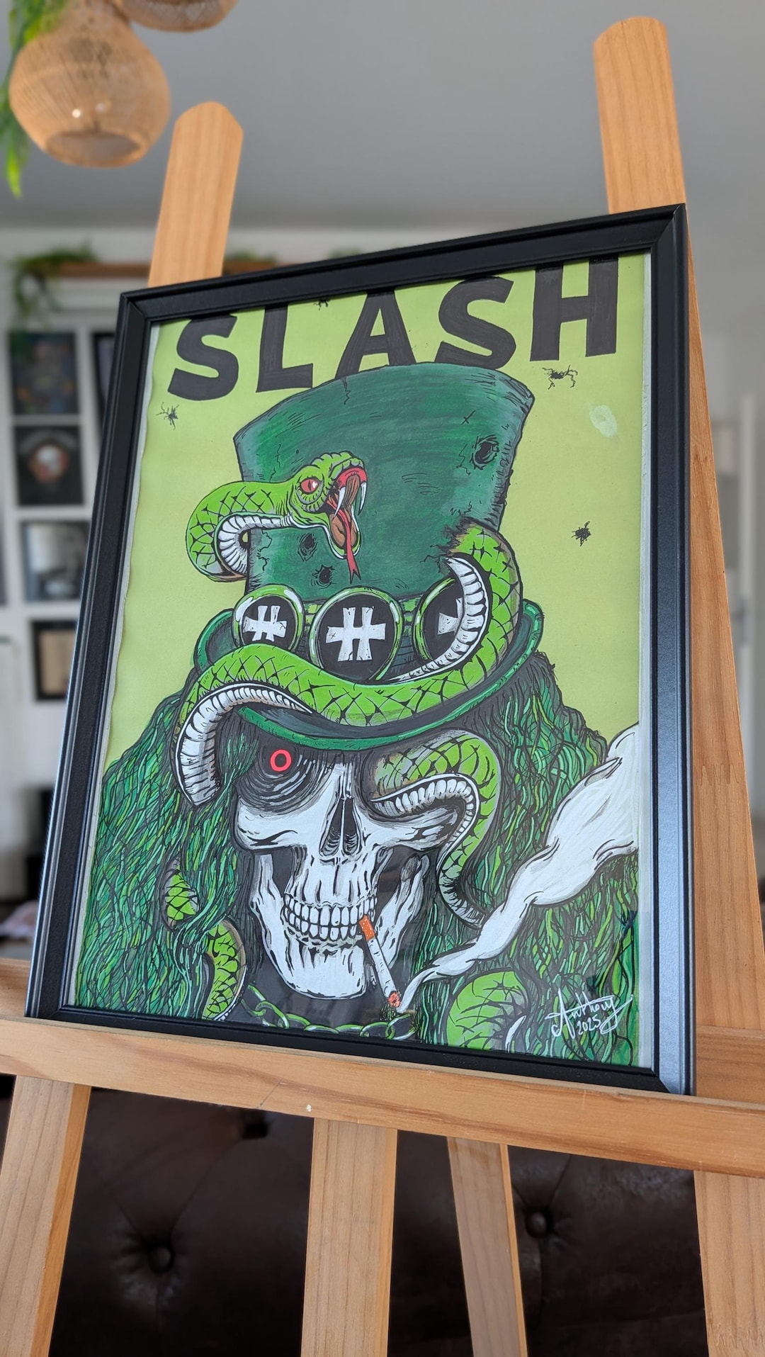 Original A3 Posca Art / Skull Rock, Snake & Hat / Framed Illustration ...