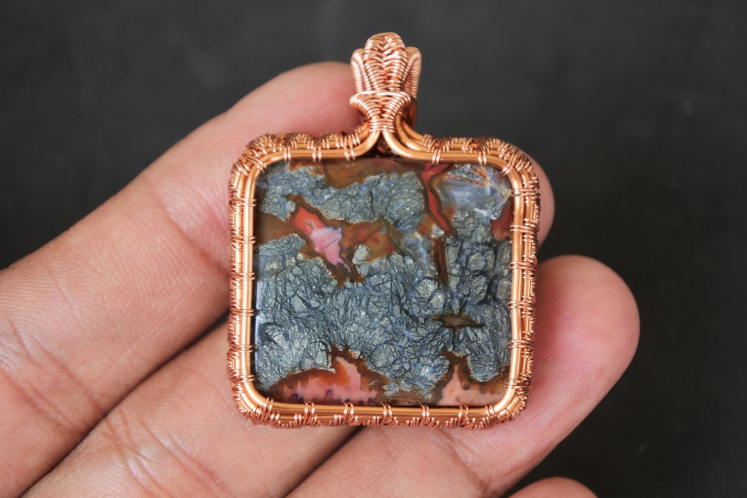 Marcasite Agate,wire Wrap Copper Pendant,agate Rock,agate Stone ...