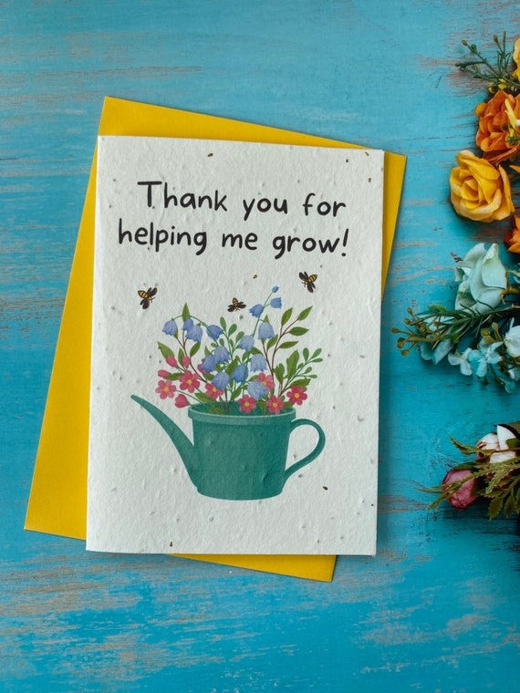 Plantable Seed Card Thank You for Helping Me Grow | Etsy