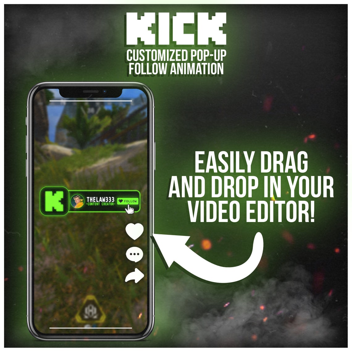 Kick Streaming Follower Pop-up - for Tiktok, Youtube and Instagram! - Etsy