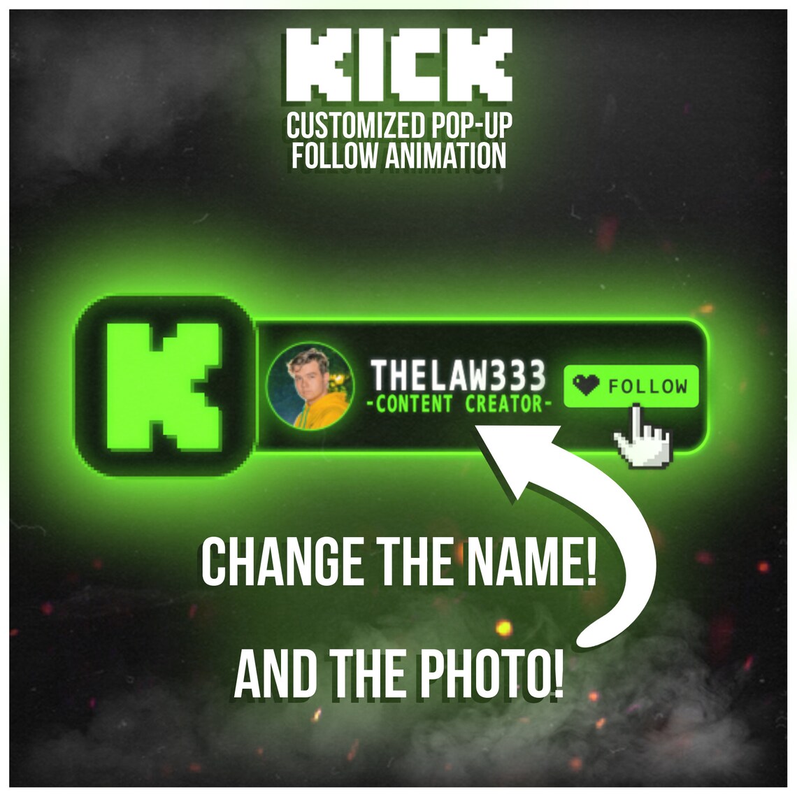 Kick Streaming Follower Pop-up - for Tiktok, Youtube and Instagram! - Etsy