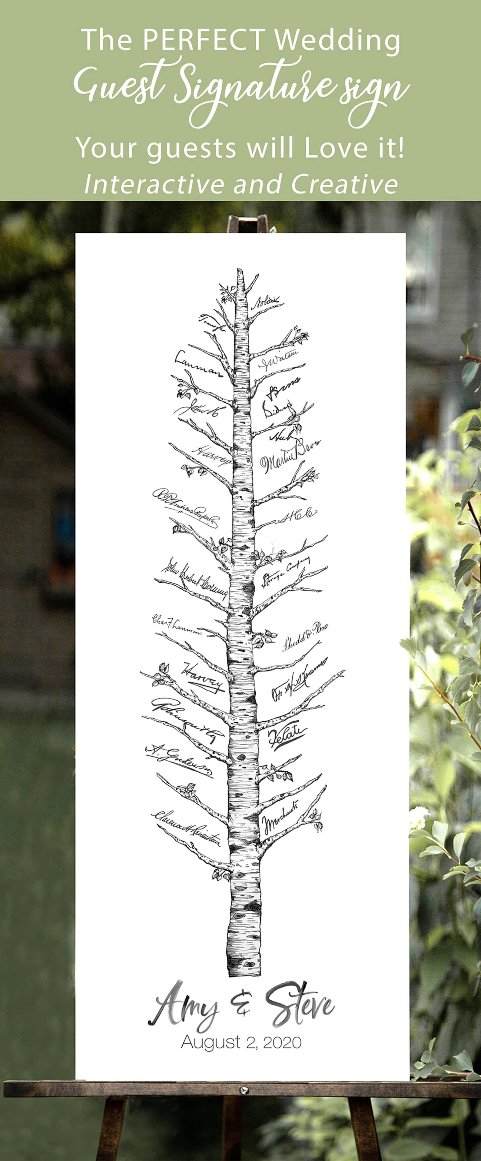 Wedding Guest Book Signature Tree Guest Book Birch Tree - Etsy
