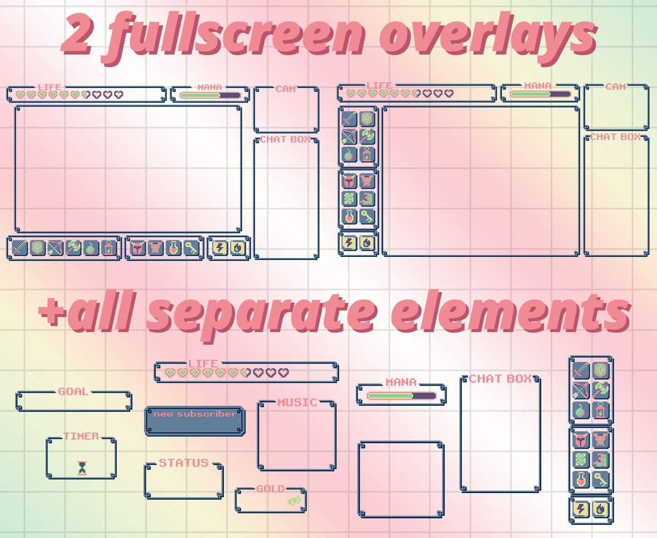 Stream Package Twitch Overlay / 8 Bit RPG Inventory Video Game - Etsy
