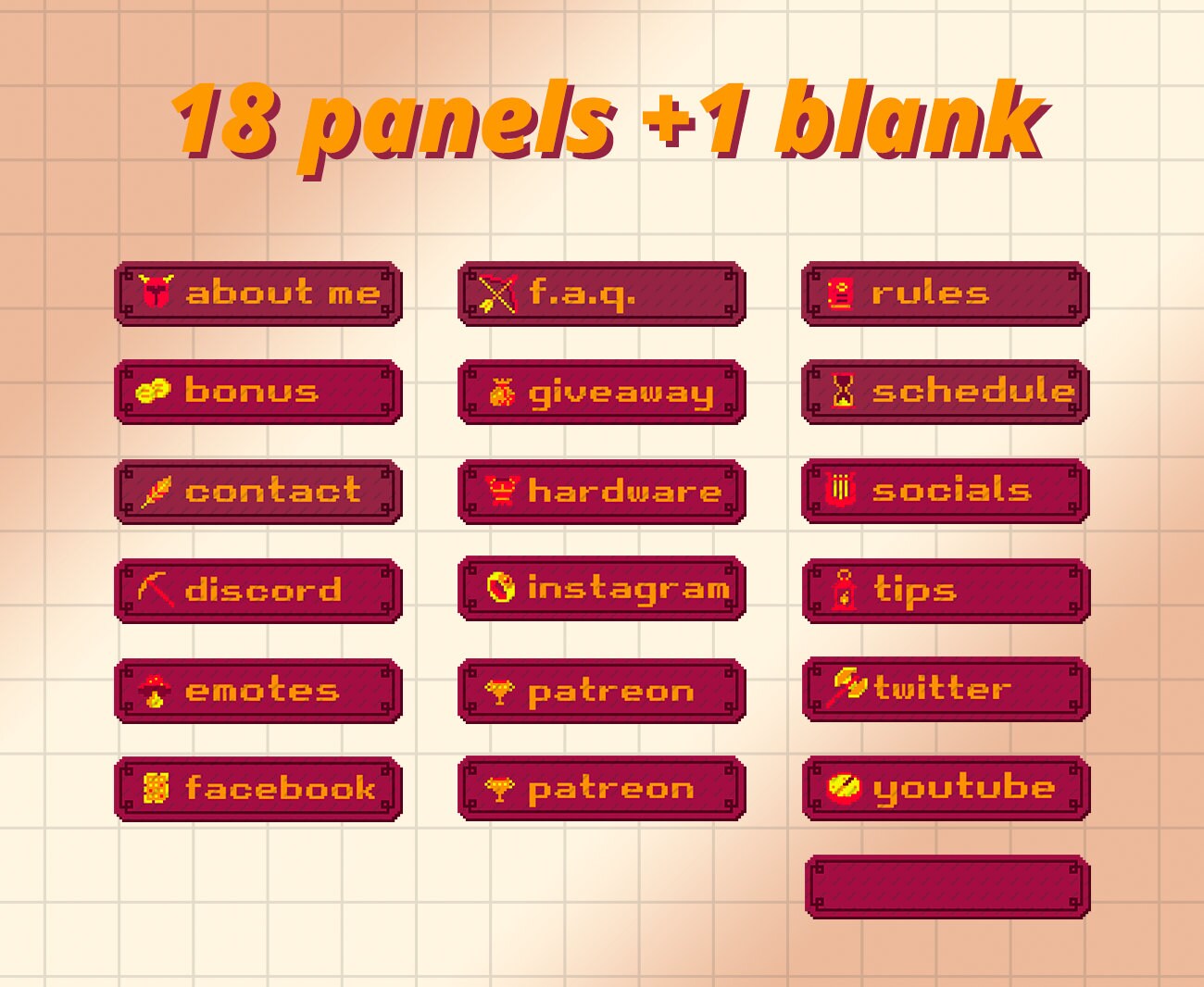 Stream Package Twitch Overlay / 8 Bit RPG Inventory Video Game Theme ...