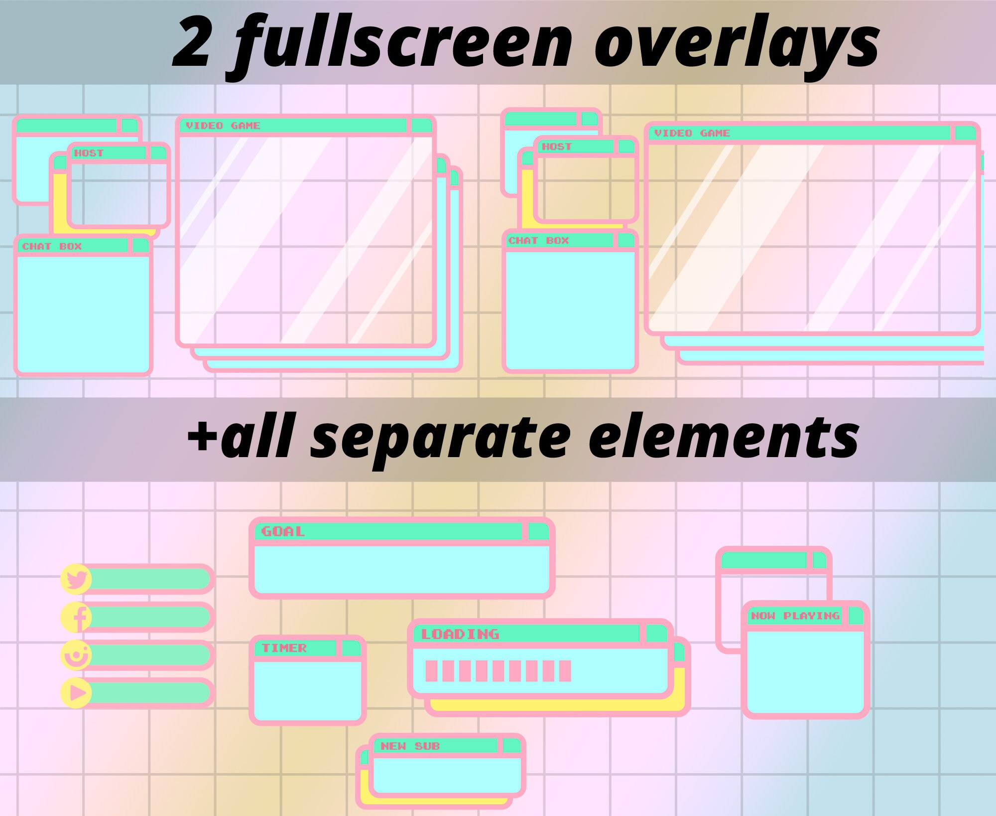 Stream Package Twitch Overlay / Computer Windows Theme / Neon - Etsy