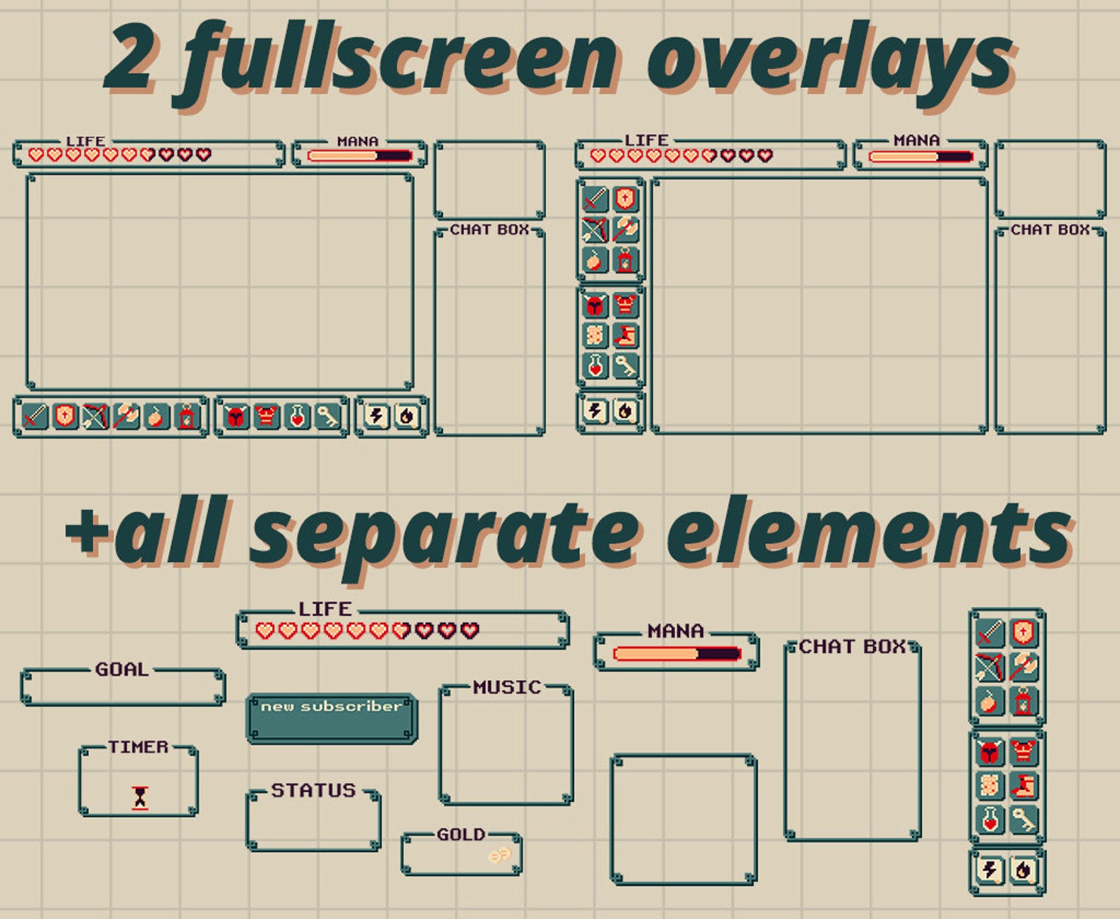 Stream Package Twitch Overlay / 8 Bit RPG Inventory Video Game - Etsy