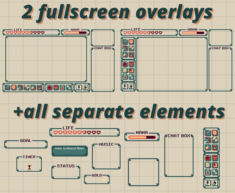 Stream Package Twitch Overlay / 8 Bit RPG Inventory Video Game - Etsy
