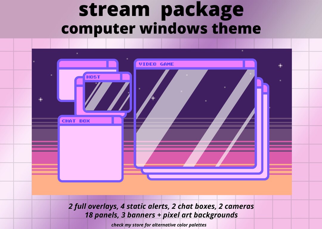 Stream Package Twitch Overlay / Computer Windows Theme / Ultraviolet - Etsy