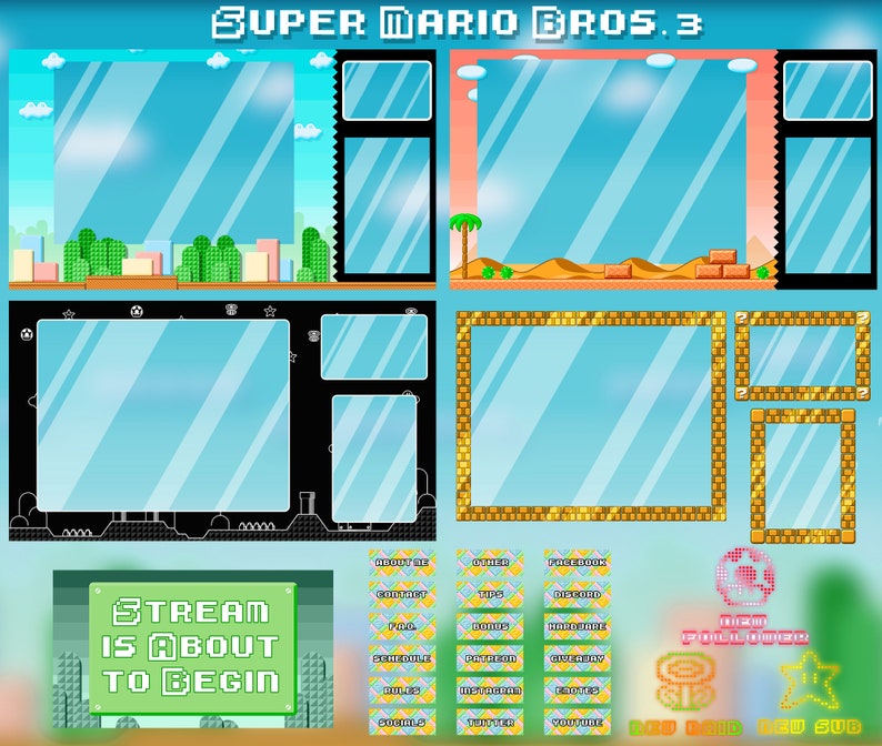 Super Mario Bros & World Stream Overlay Package - Etsy