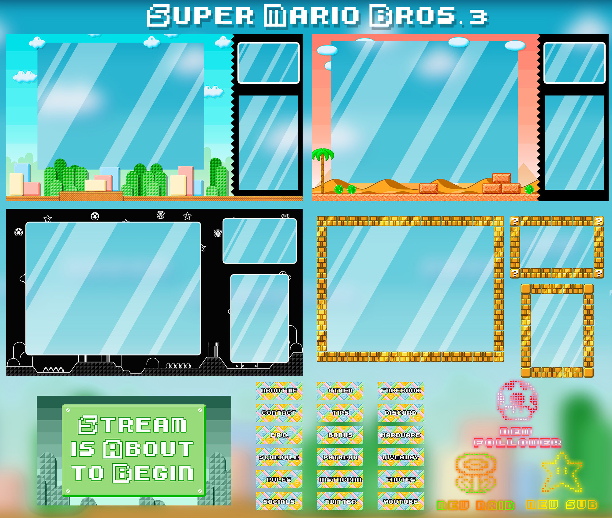 Super Mario Bros & World Stream Overlay Package - Etsy