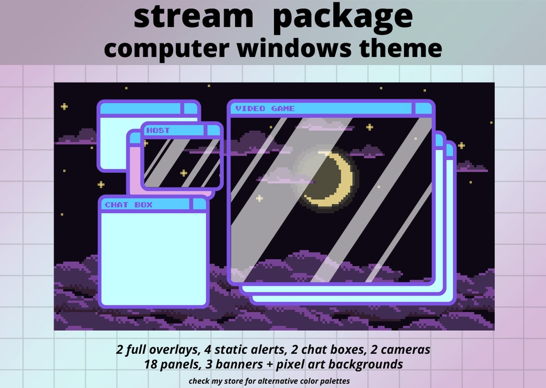 Stream Package Twitch Overlay / Computer Windows Theme / Blue Violet - Etsy
