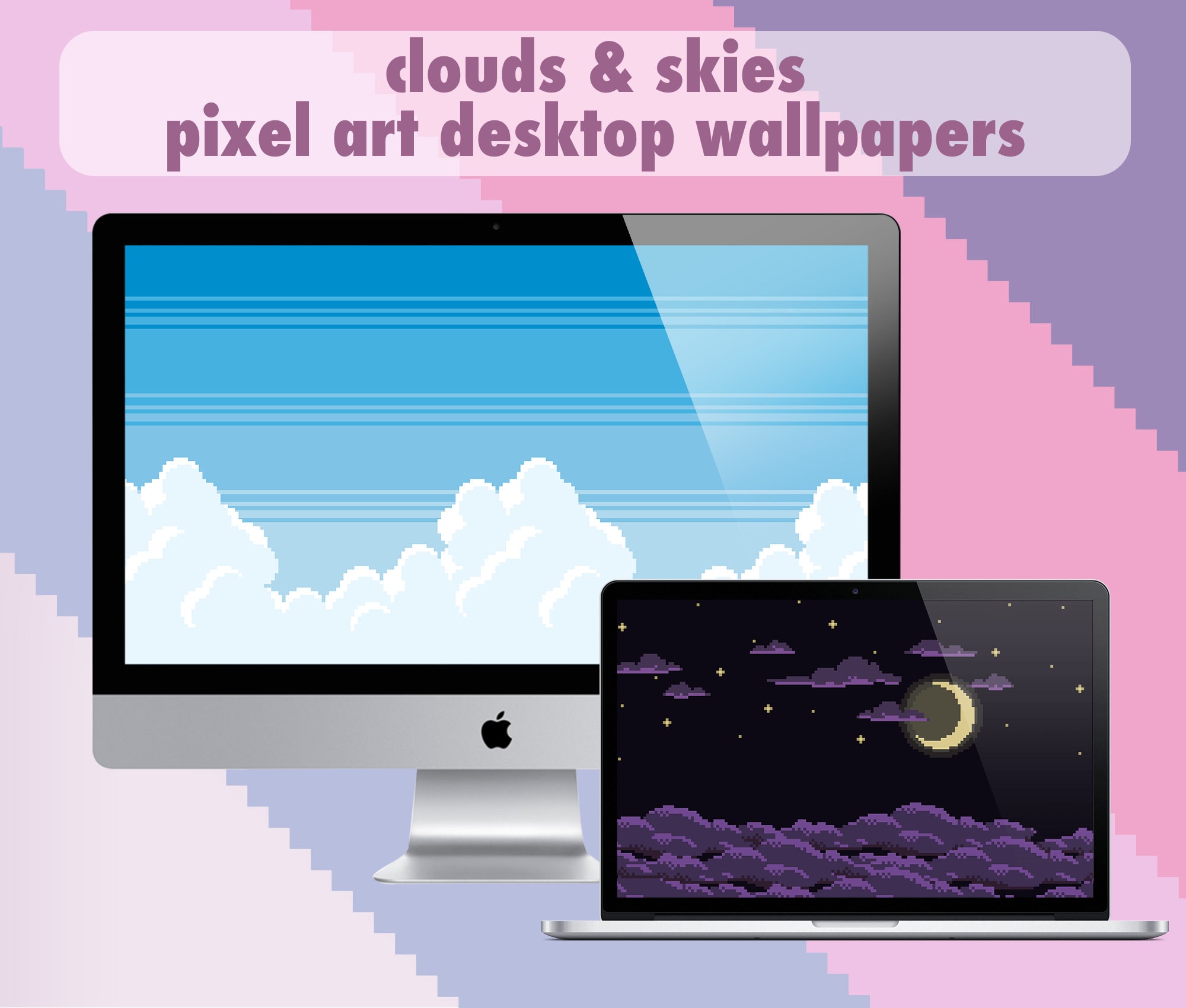 Desktop Wallpaper Clouds & Skies in Pixel Art 20 Wallpapers - Etsy