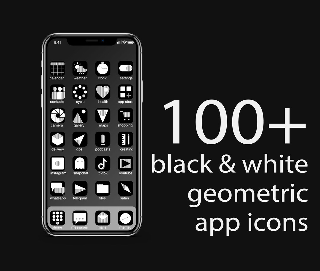 Geometric App Icons in Black and White - Etsy