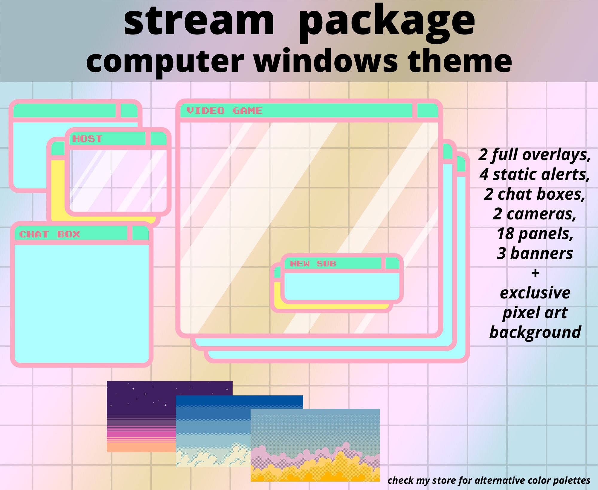 Stream Package Twitch Overlay / Computer Windows Theme / Neon - Etsy