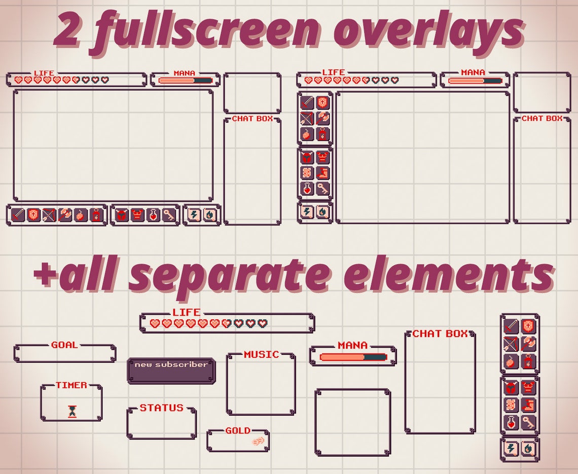 Stream Package Twitch Overlay / 8 Bit RPG Inventory Video Game - Etsy