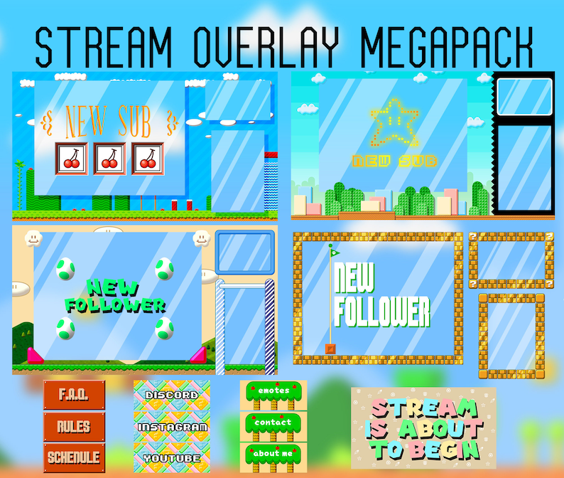 Super Mario Bros & World Stream Overlay Package - Etsy Canada