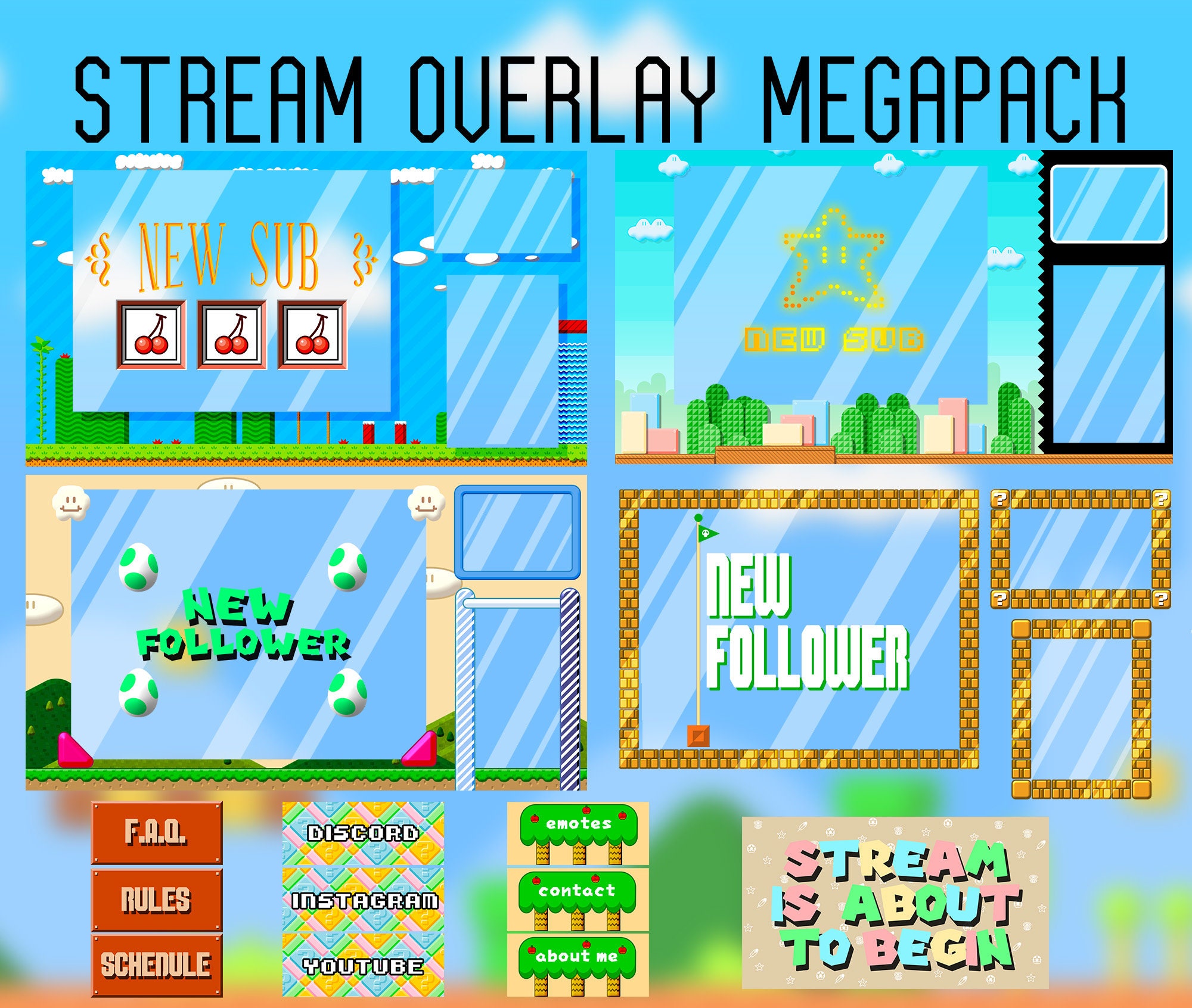 Super Mario Bros & World Stream Overlay Package - Etsy