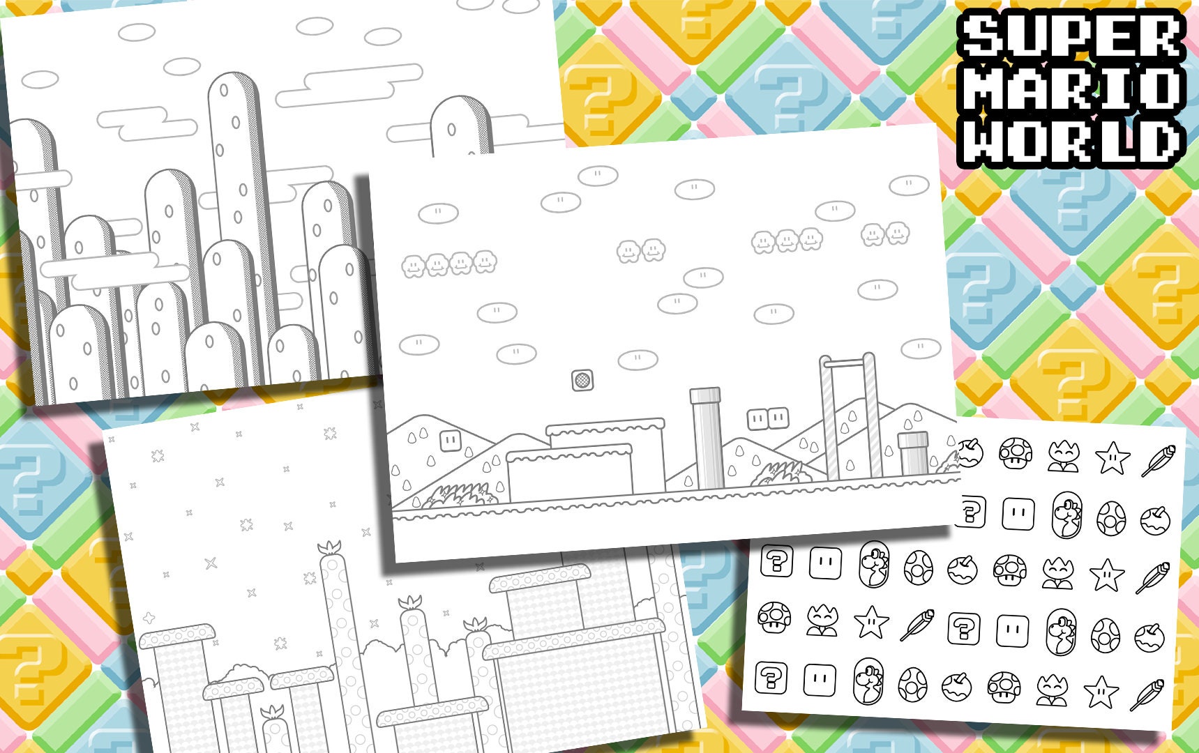 Super Mario Bros. Coloring Pages - Etsy