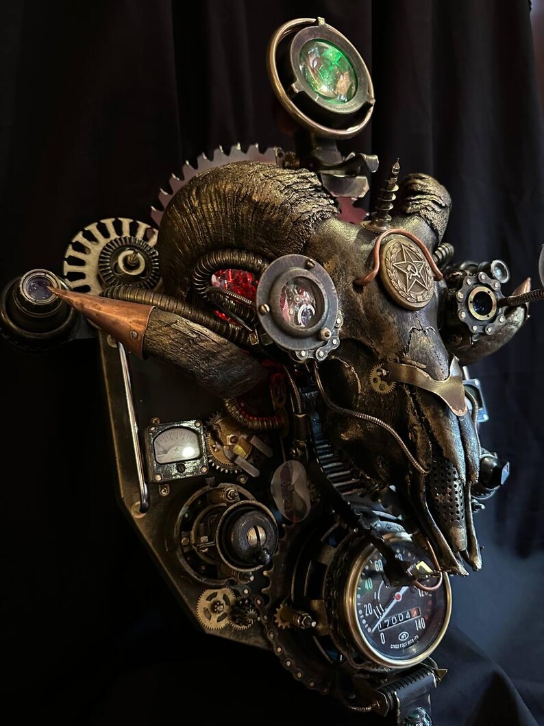 Ram Skull Sculpture, Steampunk Style Golden Skull - Etsy
