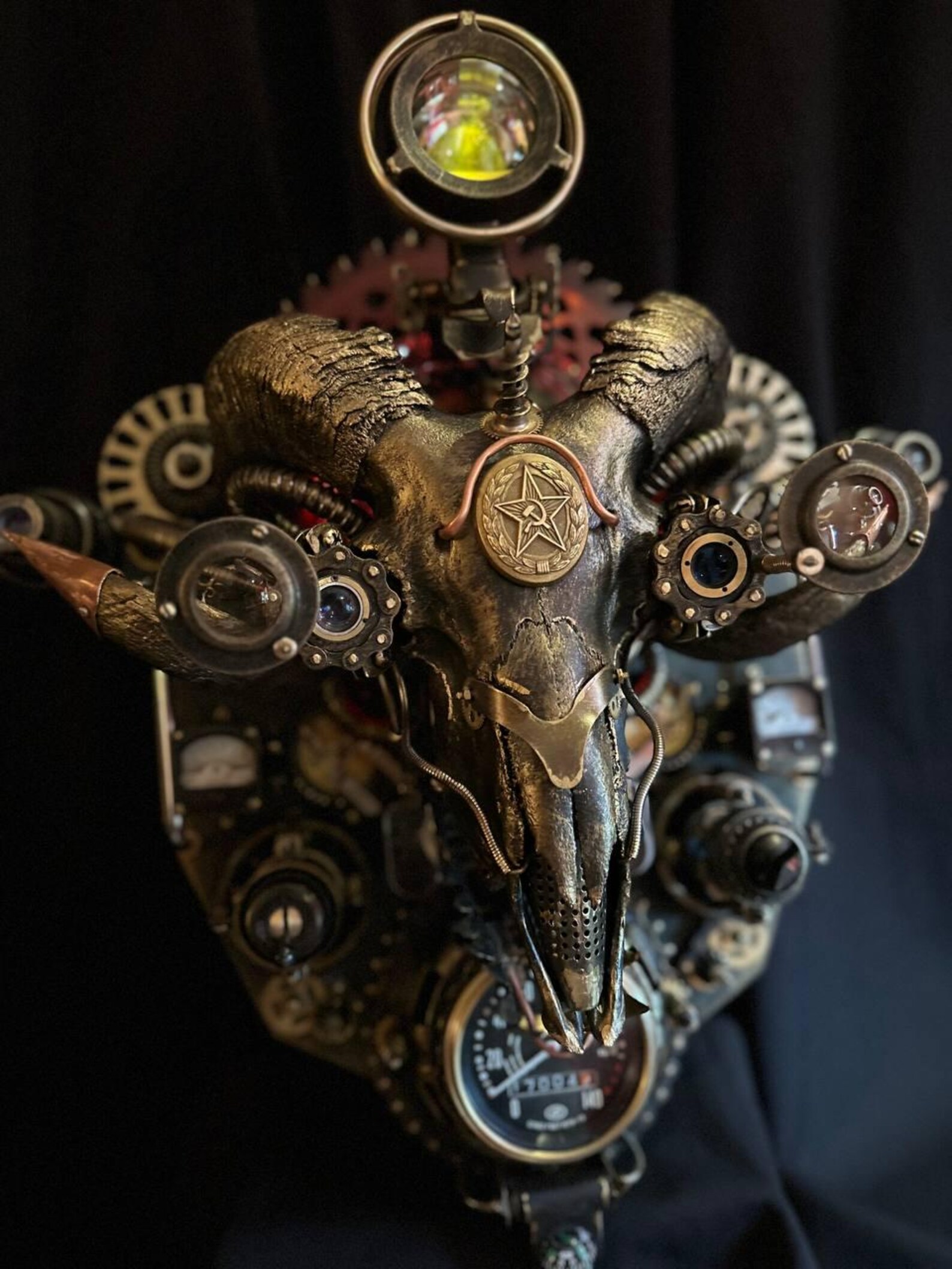 Ram Skull Sculpture, Steampunk Style Golden Skull - Etsy