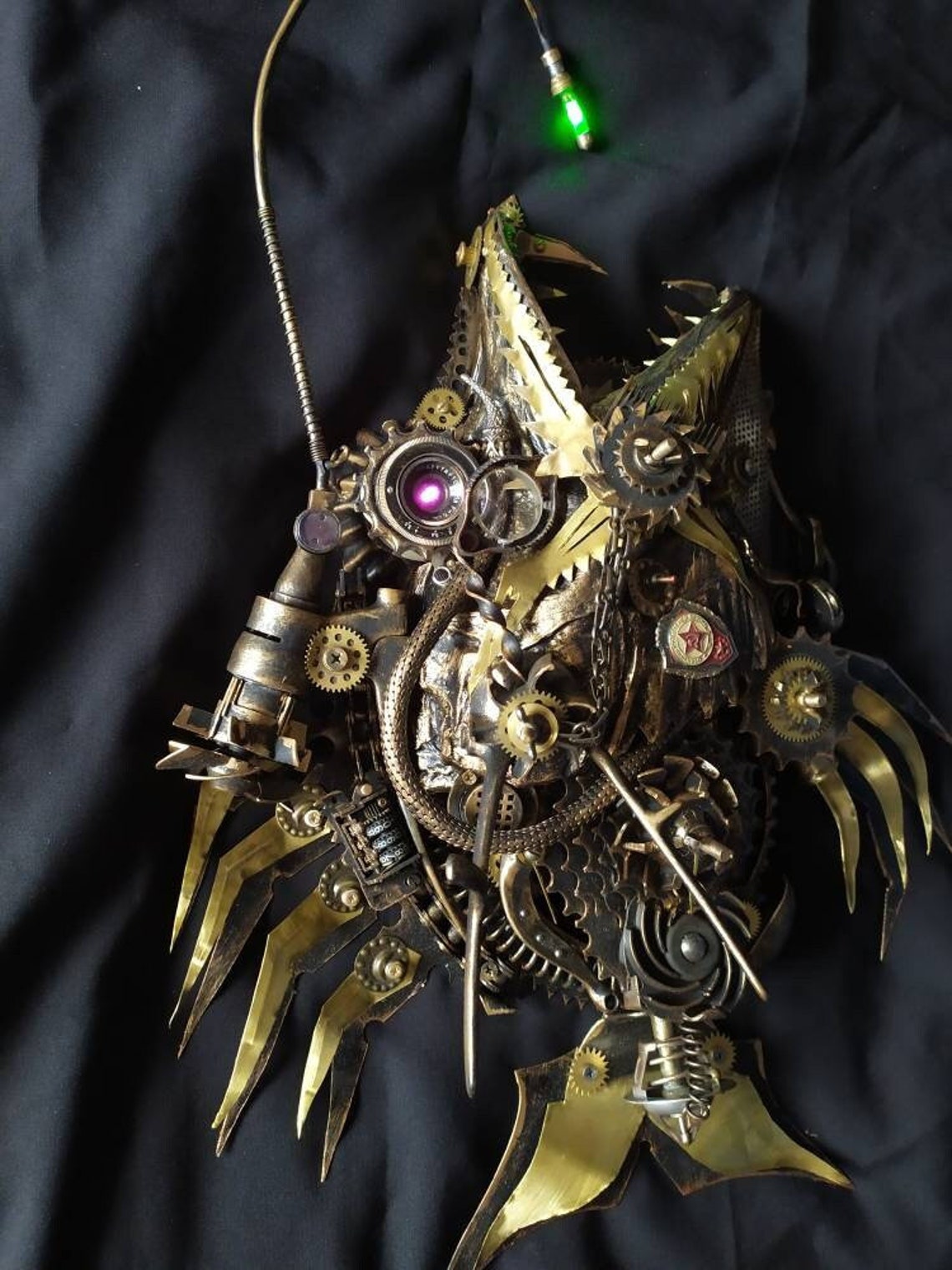 Metal Fish Sculpture With Natural Jaws to Order, From Three Week - Etsy