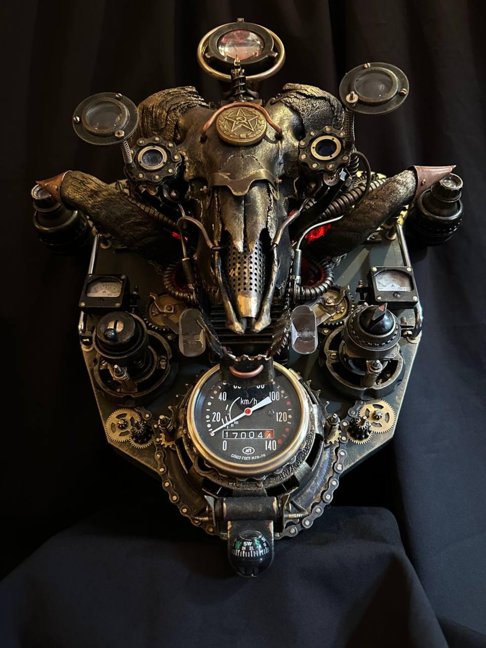 Ram Skull Sculpture, Steampunk Style Golden Skull - Etsy