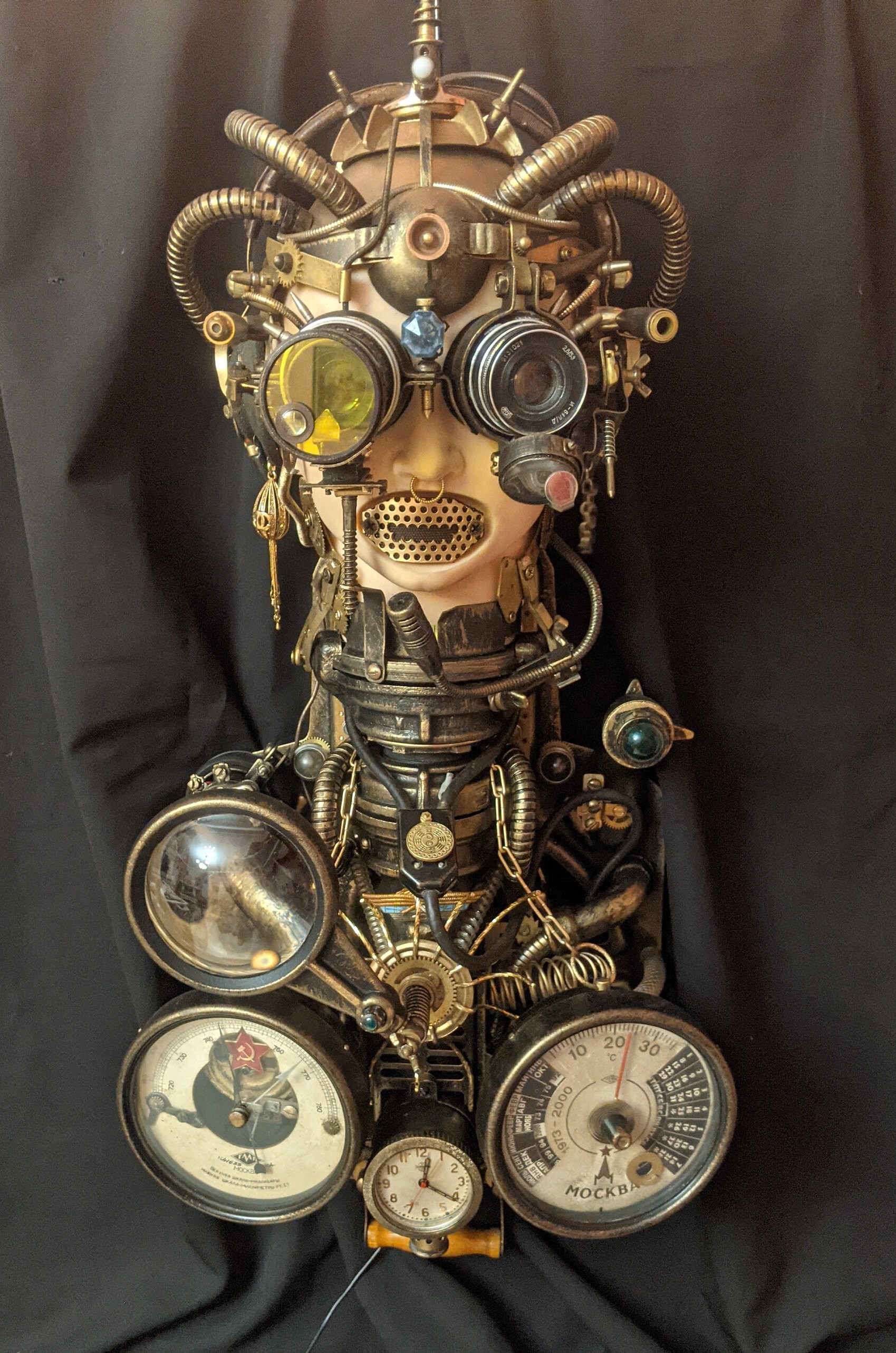 Steampunk Cyborg Bust With Light - Etsy