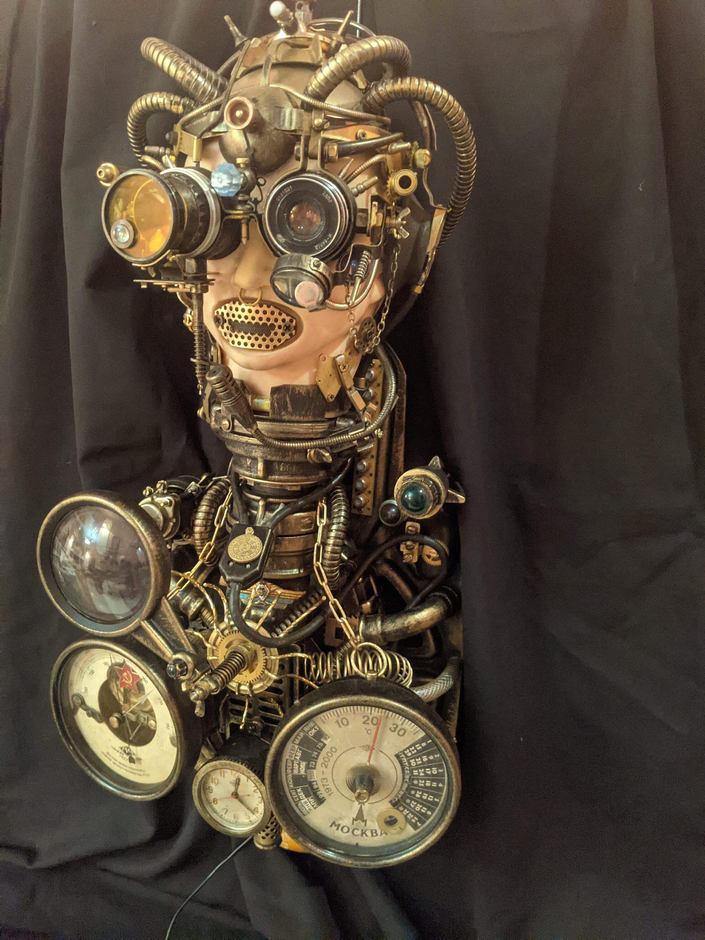 Steampunk Cyborg Bust With Light - Etsy