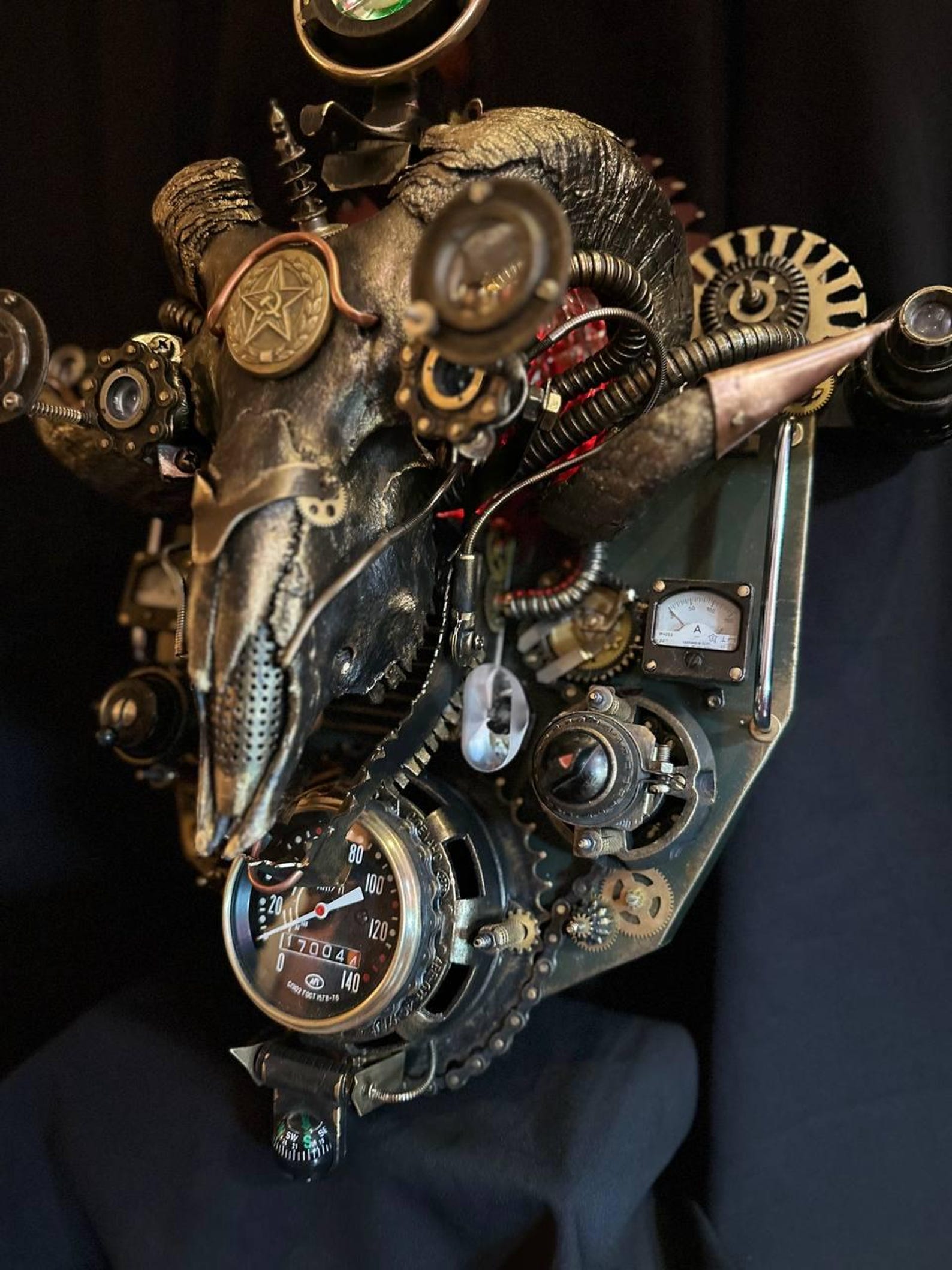 Ram Skull Sculpture, Steampunk Style Golden Skull - Etsy