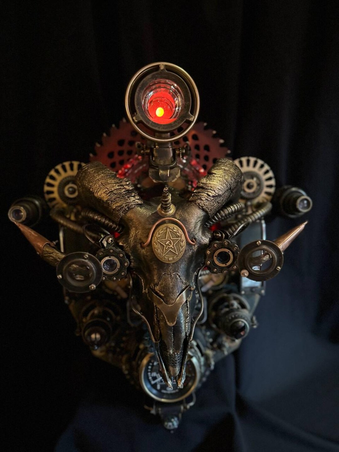 Ram Skull Sculpture, Steampunk Style Golden Skull - Etsy
