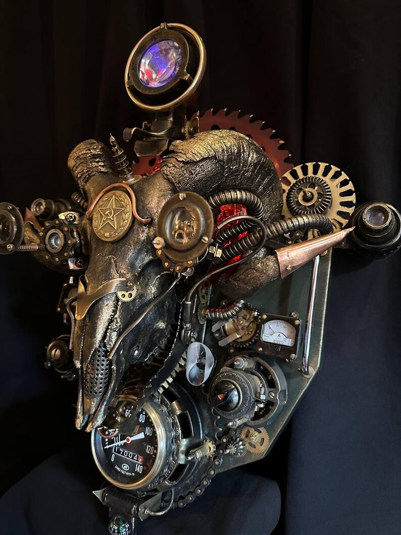 Ram Skull Sculpture, Steampunk Style Golden Skull - Etsy