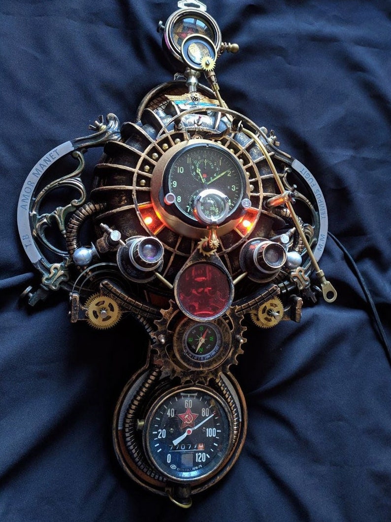 Unique Handmade Wall Clock From Rare Military Clock, Steampunk Style to ...