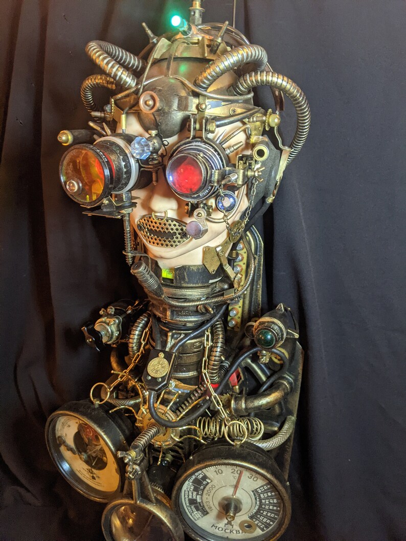 Steampunk Cyborg Bust With Light - Etsy