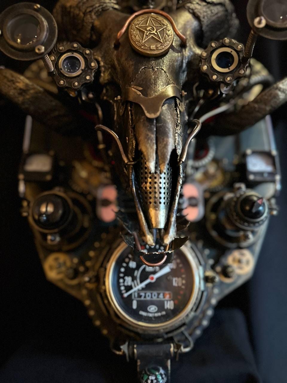 Ram Skull Sculpture, Steampunk Style Golden Skull - Etsy