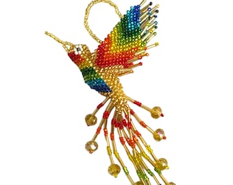 BEADED HUMMINGBIRD , Hand Made in Mexico , 5" , One Piece , Turquoise ...